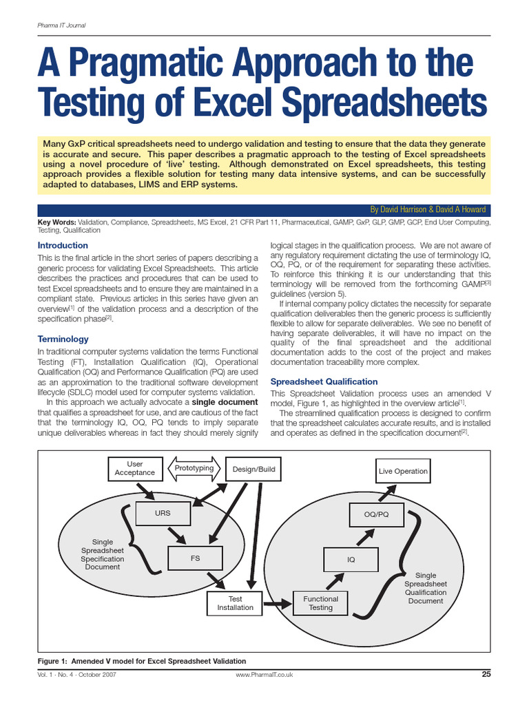 Excel Spreadsheet Validation Testing | PDF | Spreadsheet | Verification ...