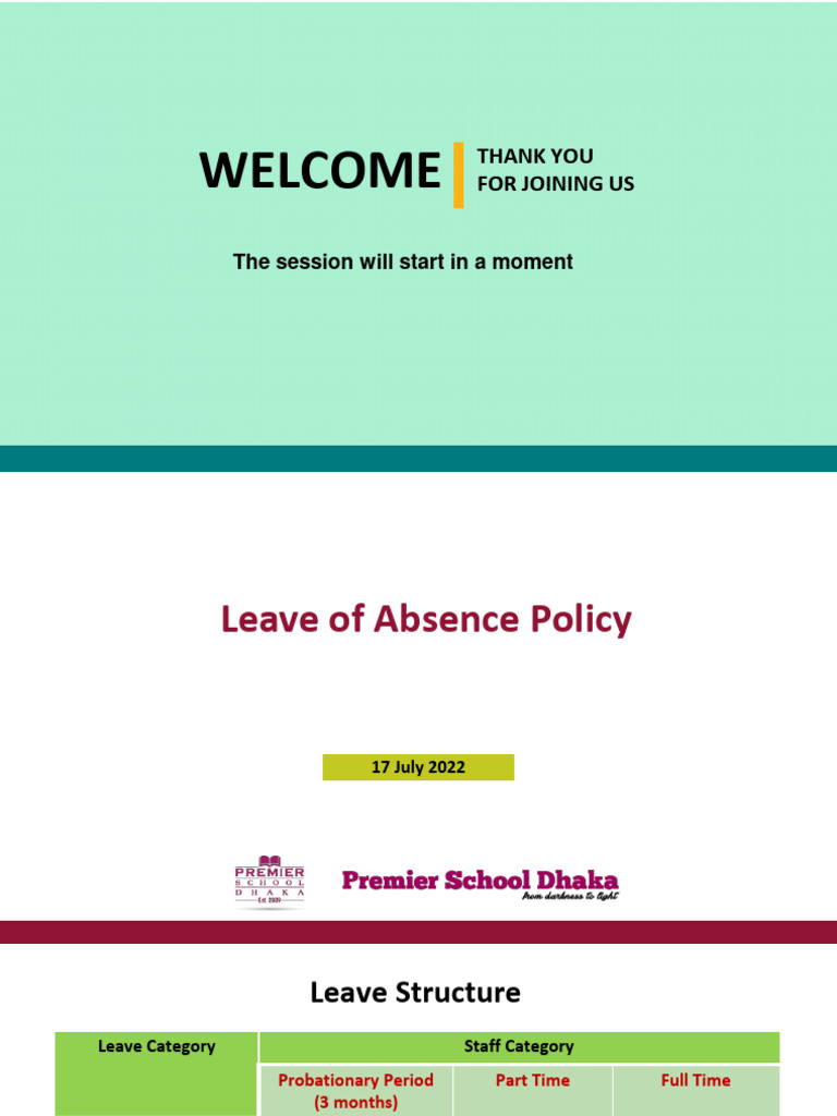 Leave of Absence Policy - PSD - July 2022 | PDF