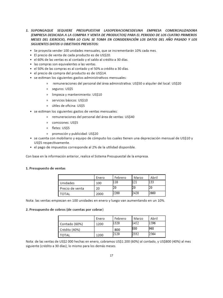 Ejercicio Presupuesto | PDF | Presupuesto | Economias