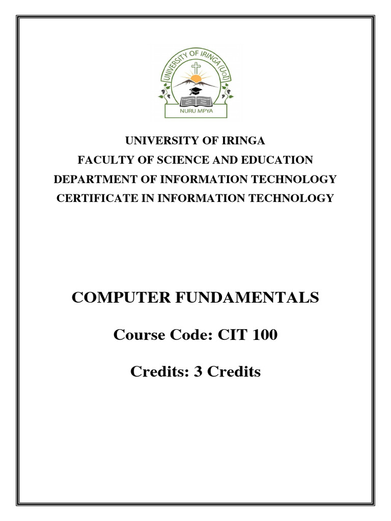 CIT Computer Fundamentals | PDF | Computer Data Storage | Computer Network