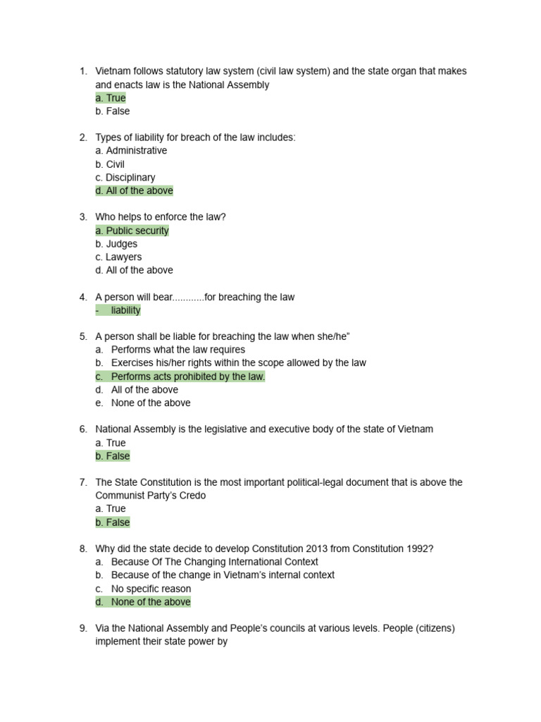 Legal Quiz TRC Mid | PDF | Crime & Violence | Crimes