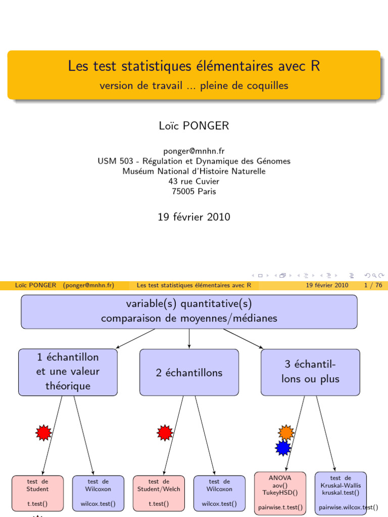 Test Statistiques Avec R - 054837 | PDF