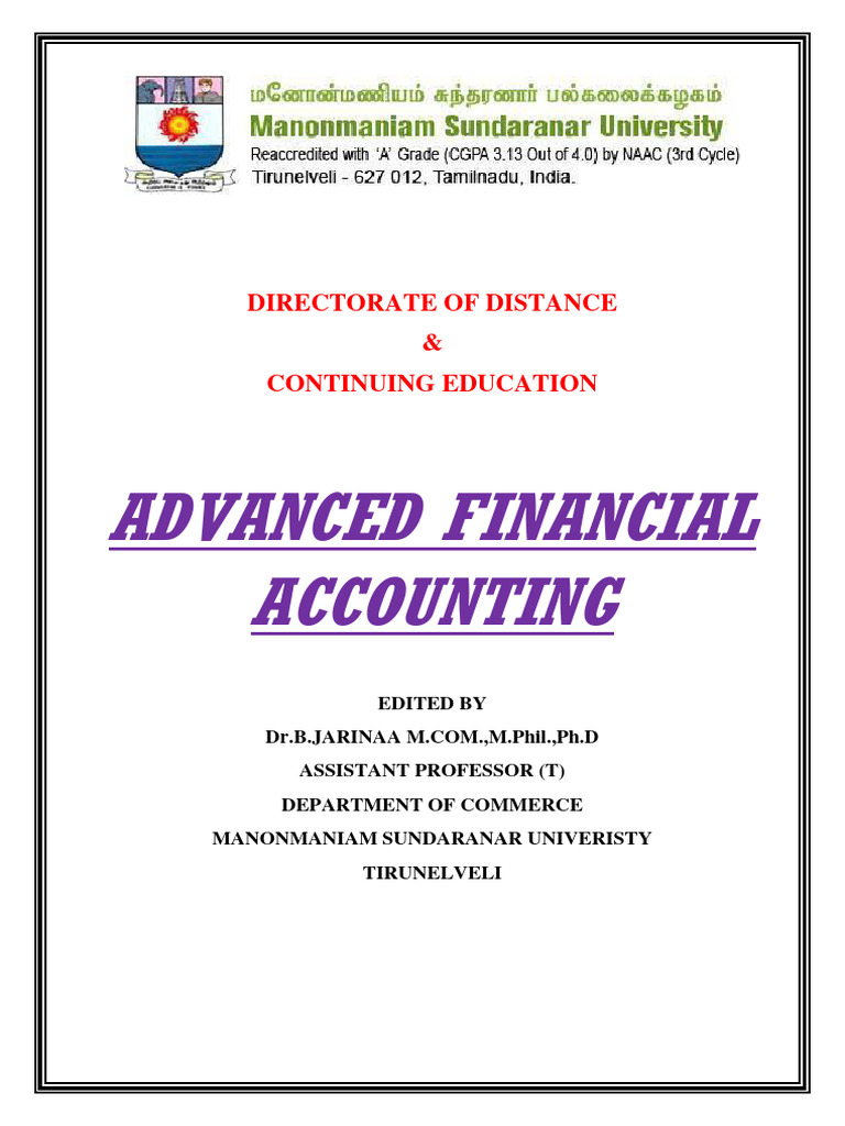 Advanced Financial Accounting: Directorate of Distance & Continuing ...