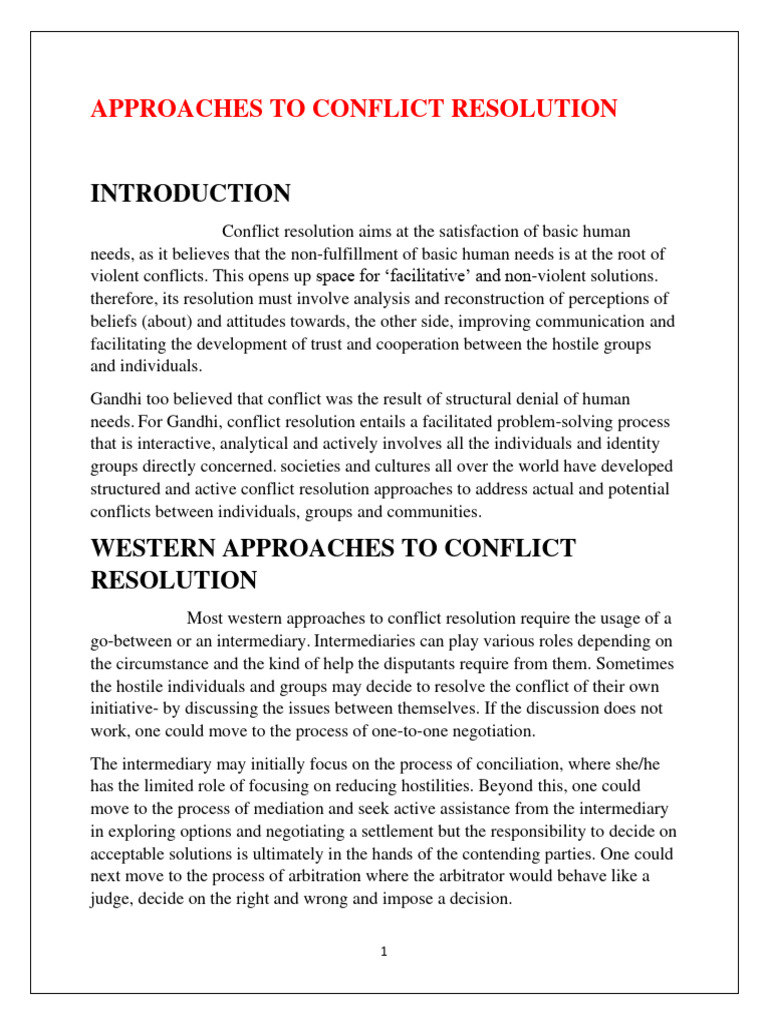 Approaches To Conflict Resolution | PDF | Mediation | Negotiation
