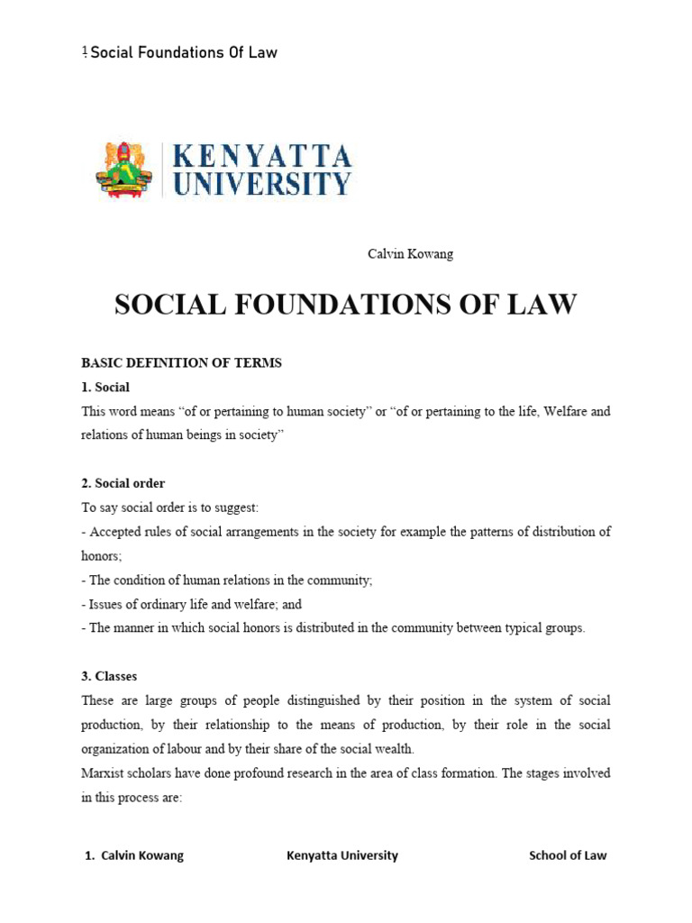 Social Foundations of Law Explained | PDF | Natural Law | Social Stratification