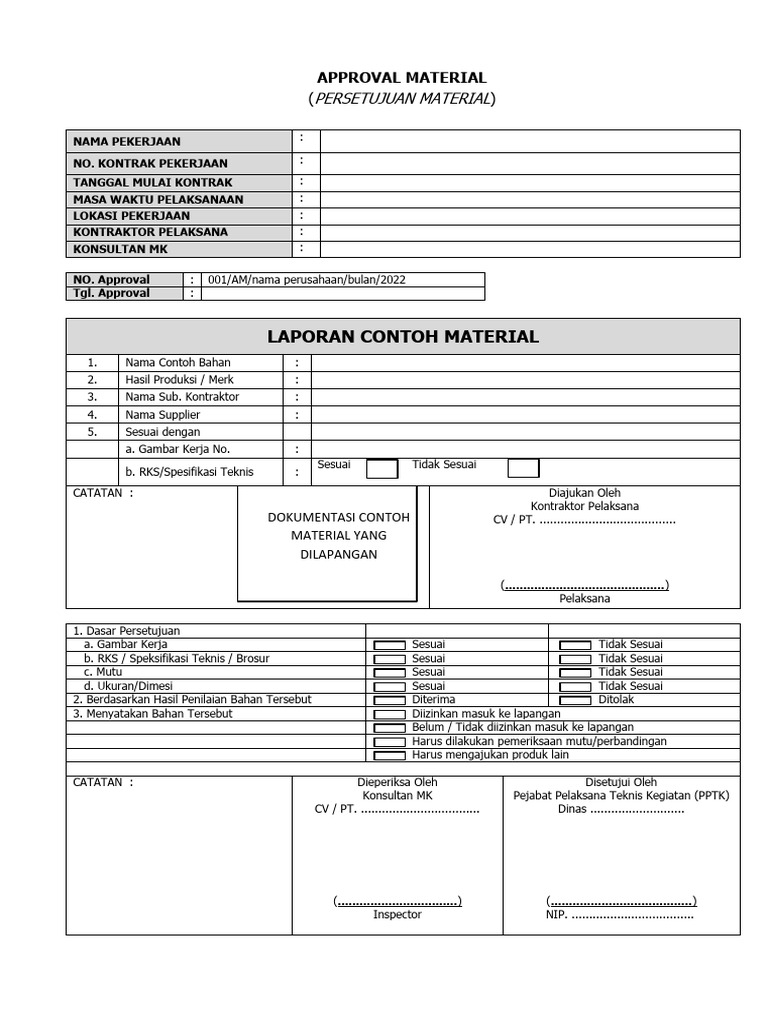 Contoh 1 Approval Material | PDF | Teknologi & Rekayasa