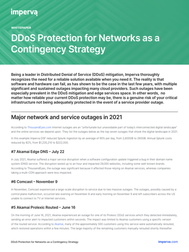 DDoS Protection For Networks As A Contingency Strategy - WP - 2022 ...