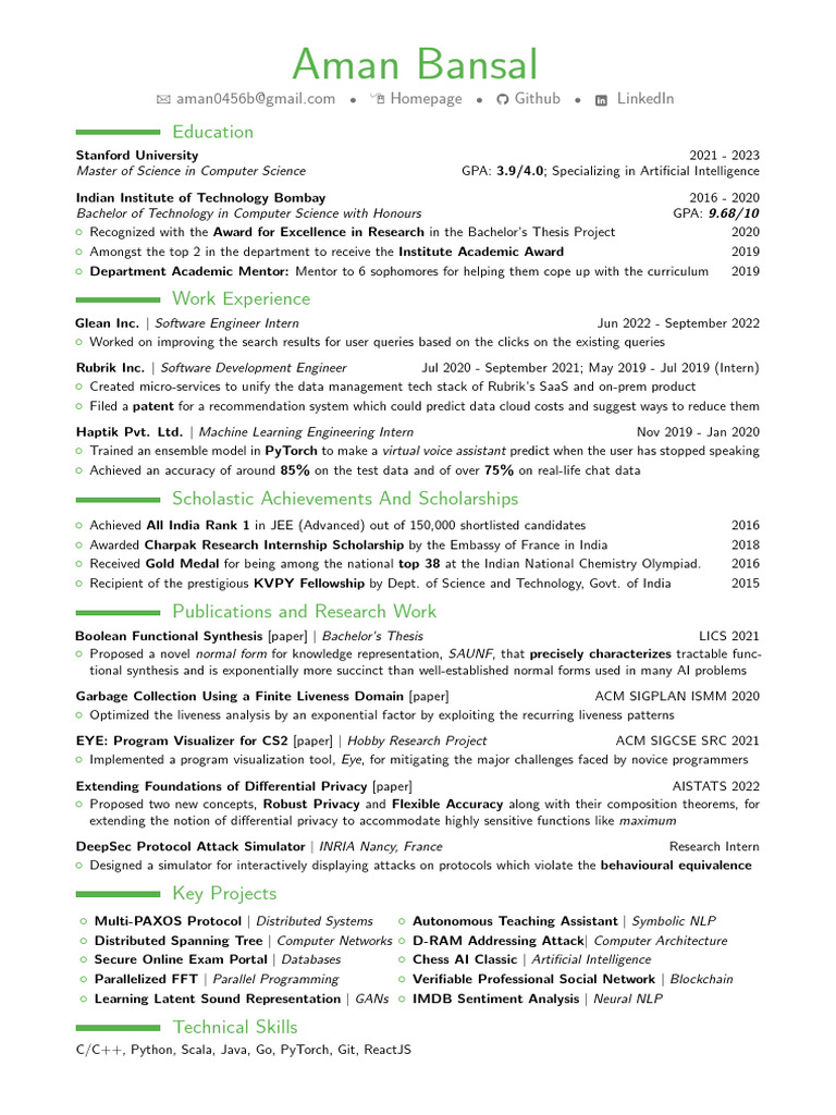 Stanford CV | PDF | Artificial Intelligence | Intelligence (AI) & Semantics