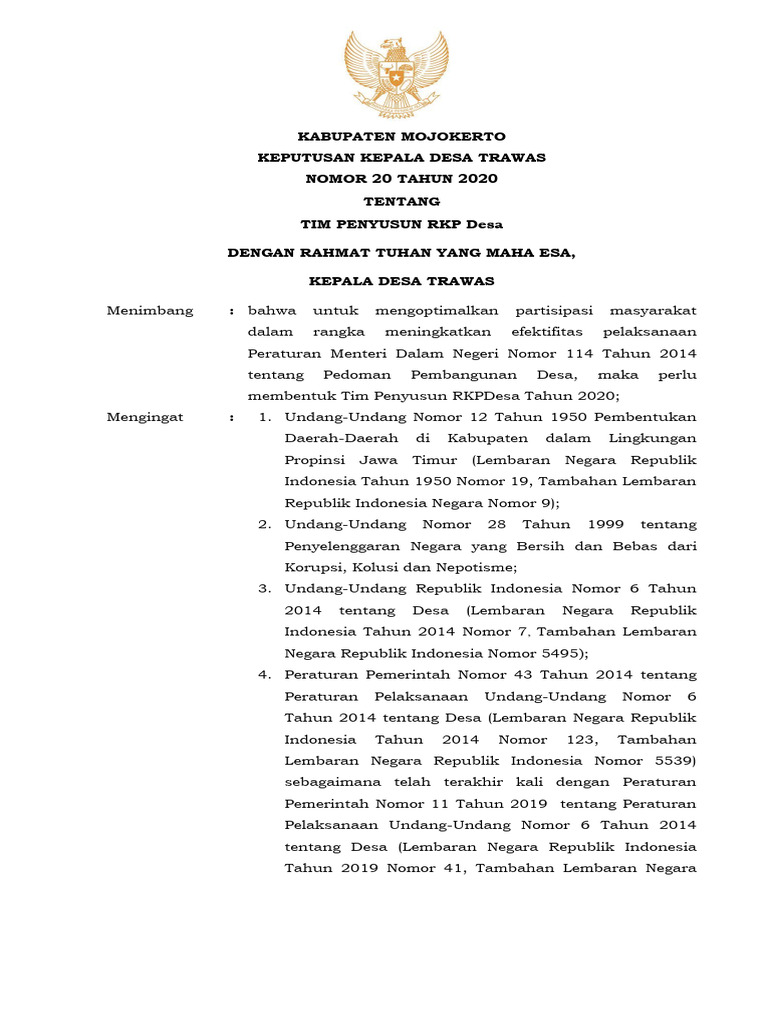 18 SK Tim Penyusun RKP Desa 2020 | PDF