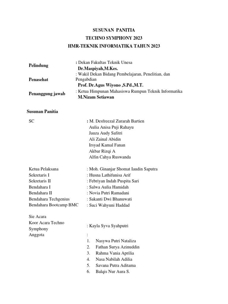 SUSUNAN PANITIA TS Rev | PDF
