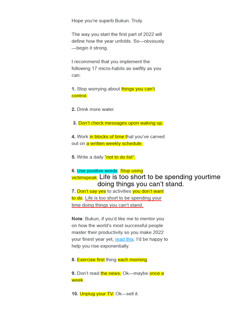 Robin !7 Micro Habits 2022 | PDF