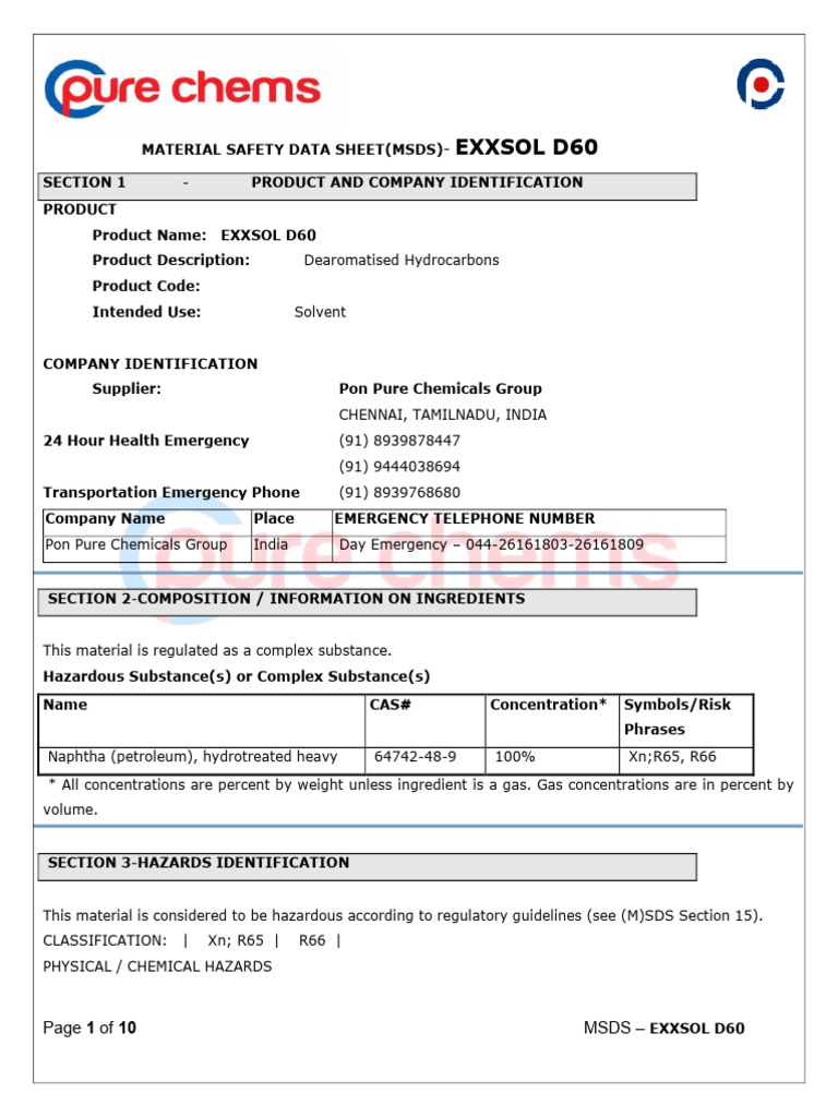Exxsol D60 | PDF | Firefighting | Combustion