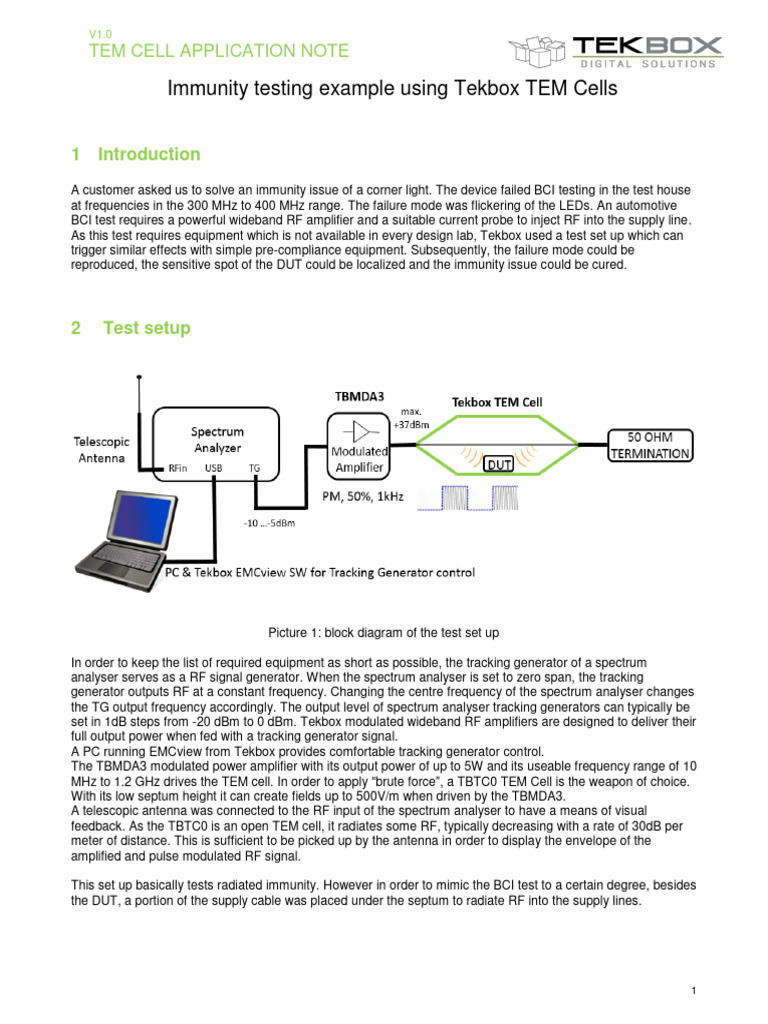 AN Immunity Testing - Tekbox TEM Cell | PDF | Amplifier | Printed ...