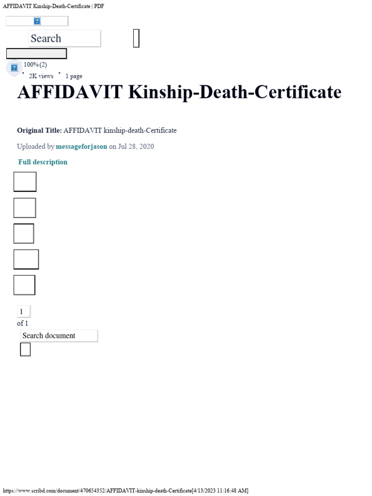 AFFIDAVIT Kinship-Death-Certificate PDF | PDF