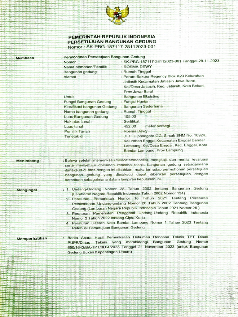 Persetujuan Bangunan Gedung | PDF