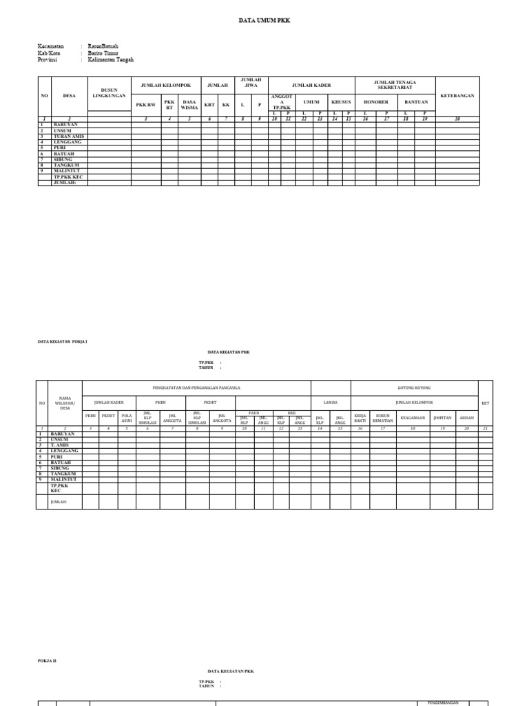 Lampiran Data Kegiatan PKK | PDF