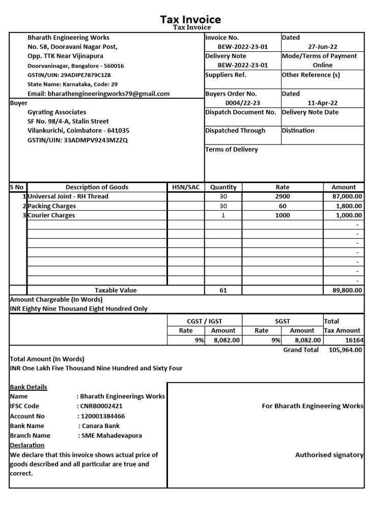 Tax Invoice .. | PDF | Invoice | Taxes