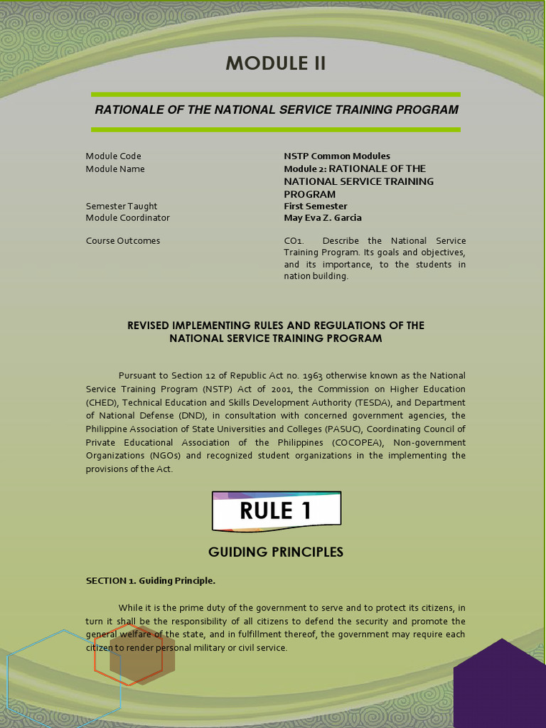 NSTP Module 2 Rationale of NSTP 1 | PDF