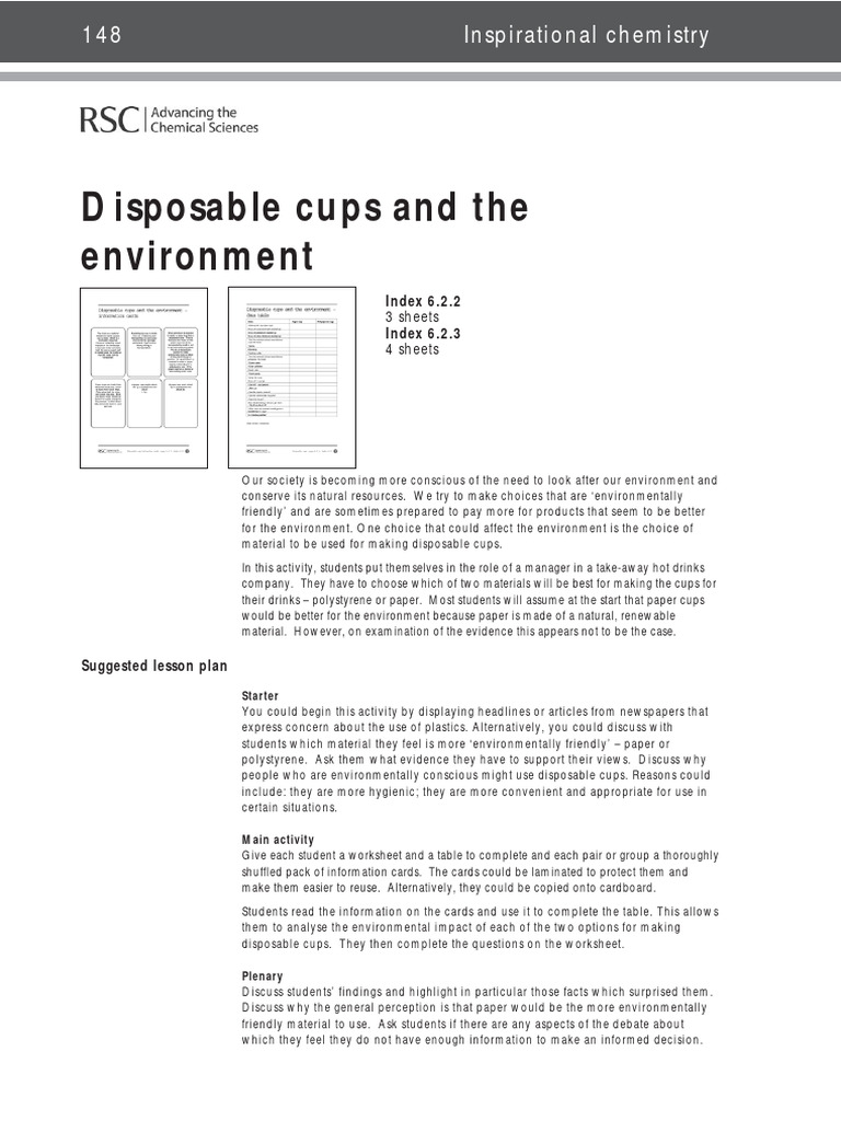 Environmental Impact of Disposable Cups | PDF | Recycling | Waste