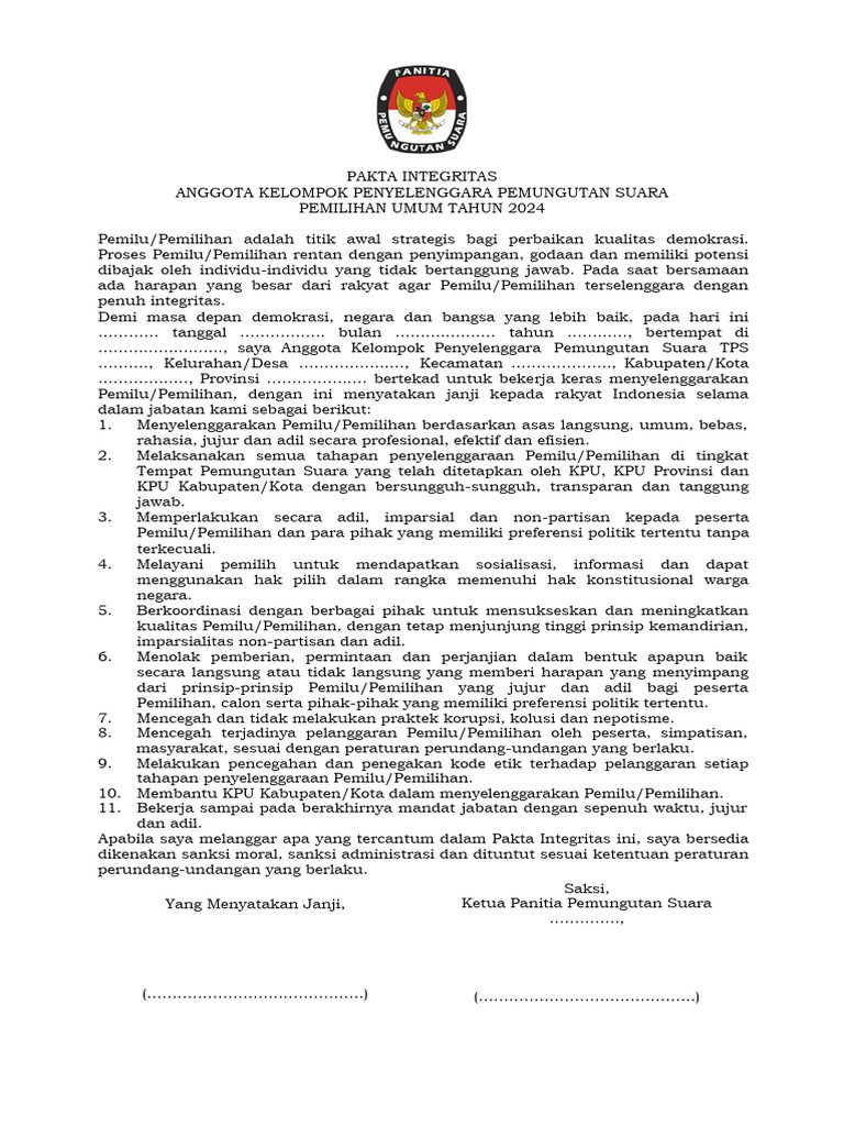 Pakta Integritas | PDF
