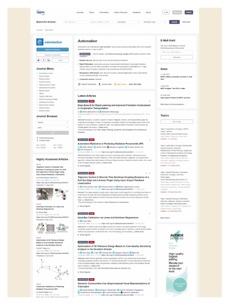 Mdpi Journal Automation Home | PDF