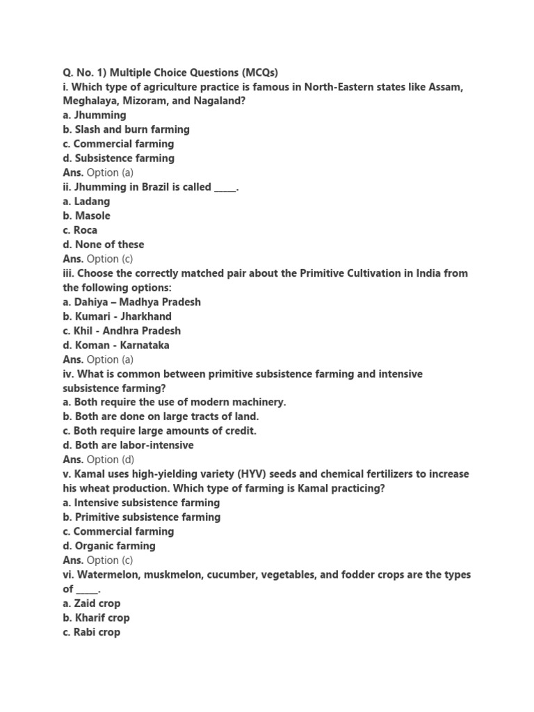 Agriculture Extra Questions | PDF