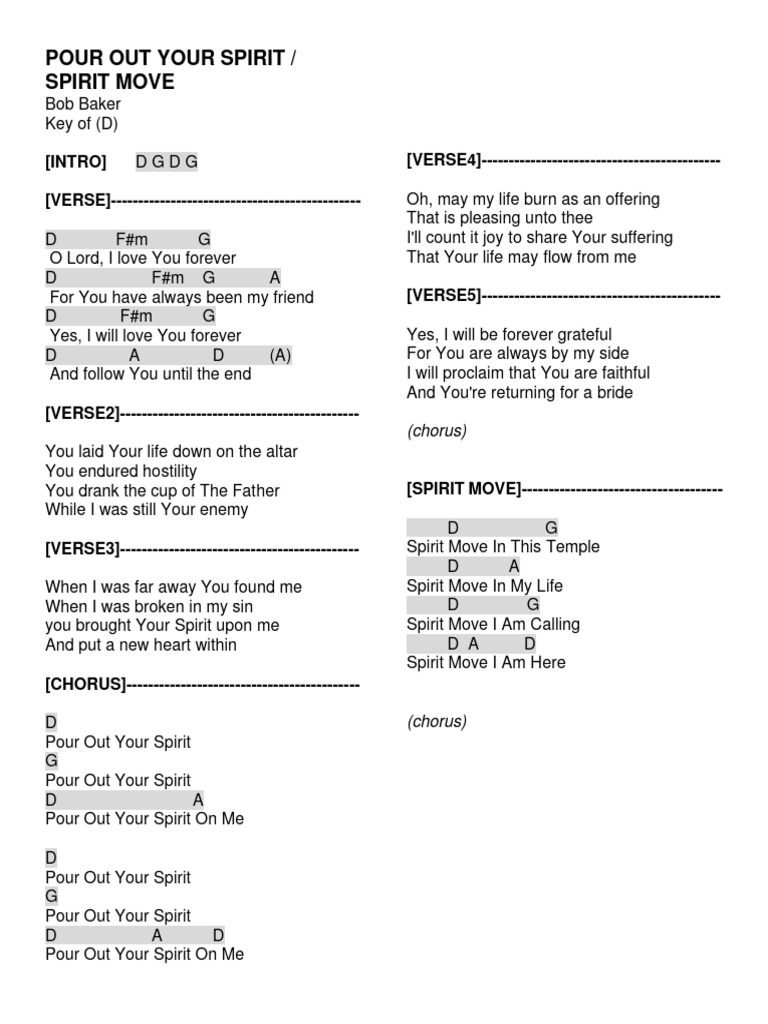 Spirit Move: Lyrics and Chords | PDF