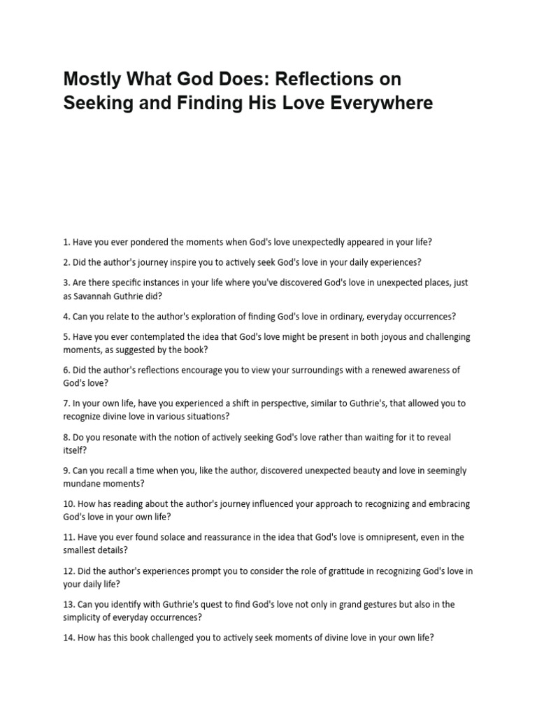 Mostly What God Does | PDF