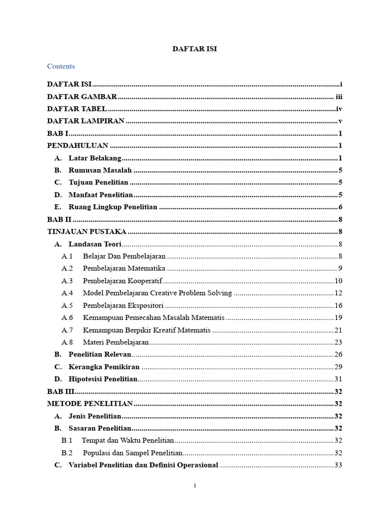 Contoh Daftar Isi | PDF