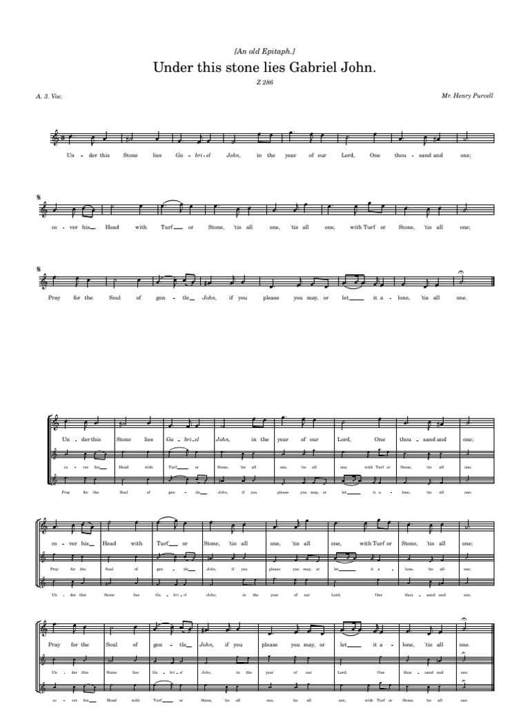 Under This Stone Lies Gabriel John - Purcell | PDF