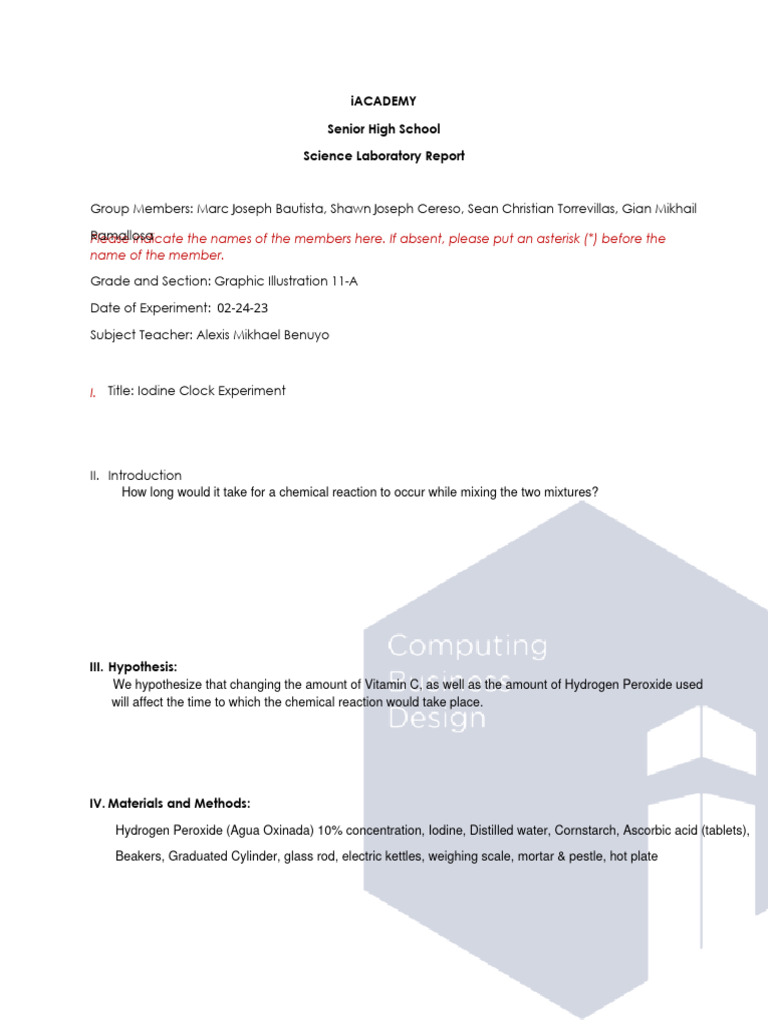 Physical Science Laboratory Report Format | PDF | Experiment | Laboratories