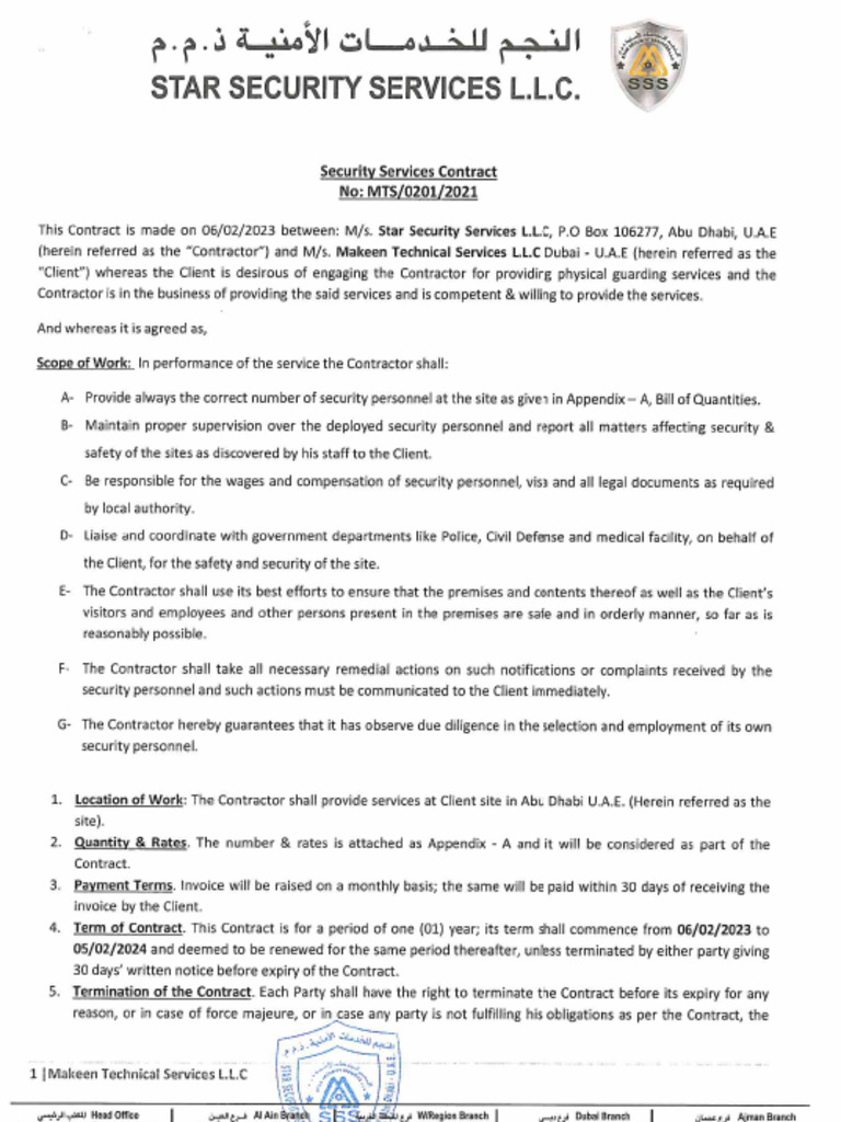 Star Security-Makeen Tower Abudhabi | PDF