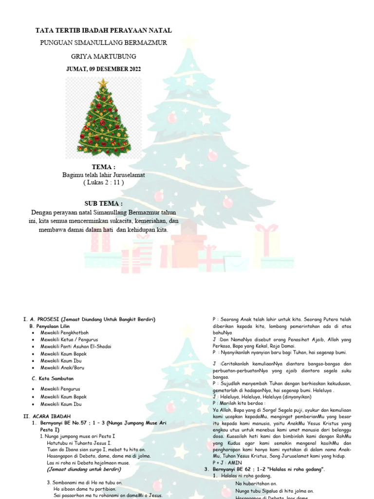 Tatib Natal Simanullang Bermazmur Fix 2022 | PDF | Agama & Spiritualitas