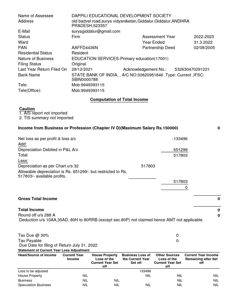Computation | PDF | Depreciation | Income Statement