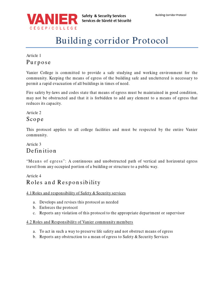 Building Corridor Protocol | PDF | Stairs | Door