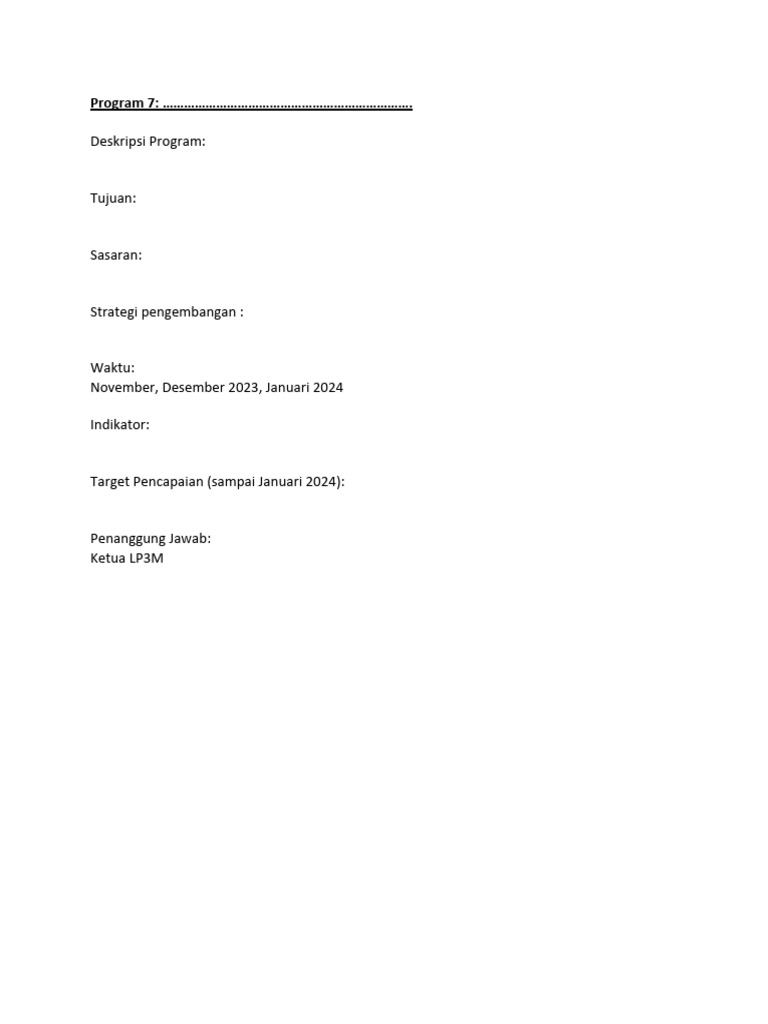 Template Program 100 Hari Kerja | PDF