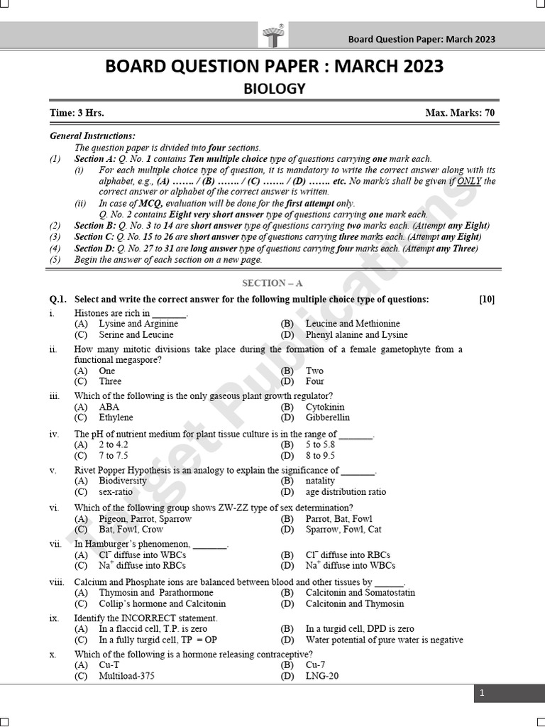 Biology Board Exam Answer Key 2023 | PDF | Thyroid | Flowers