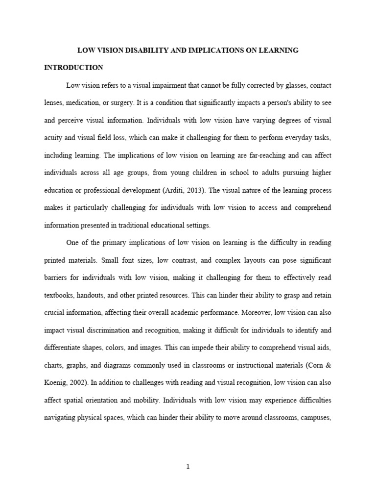 Low Vision Paper Writing Main Work | PDF | Visual Impairment | Contrast ...