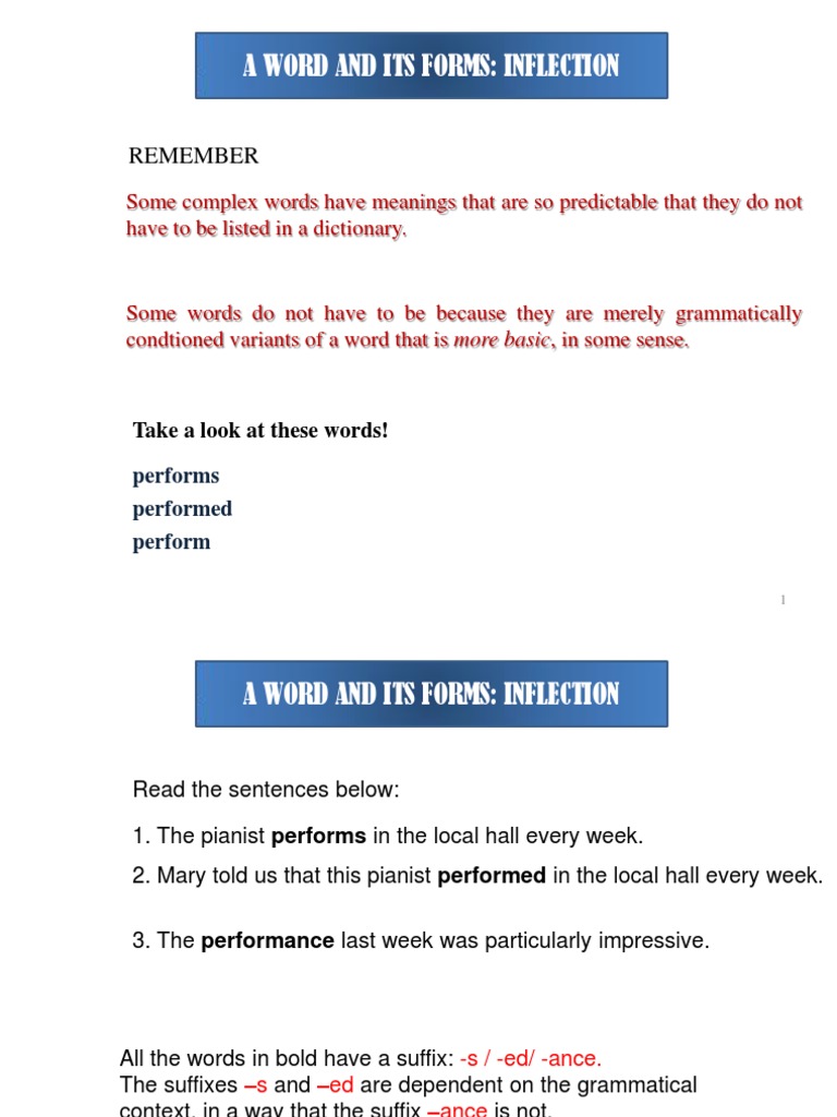 A Word and Its Forms - Inflections - Slides | PDF | Morphology ...