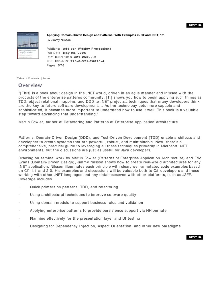Applying Domain Driven Design and Patterns With Examples in C Sharp and ... Applying Domain Driven Design and Patterns With Examples in C Sharp and ...