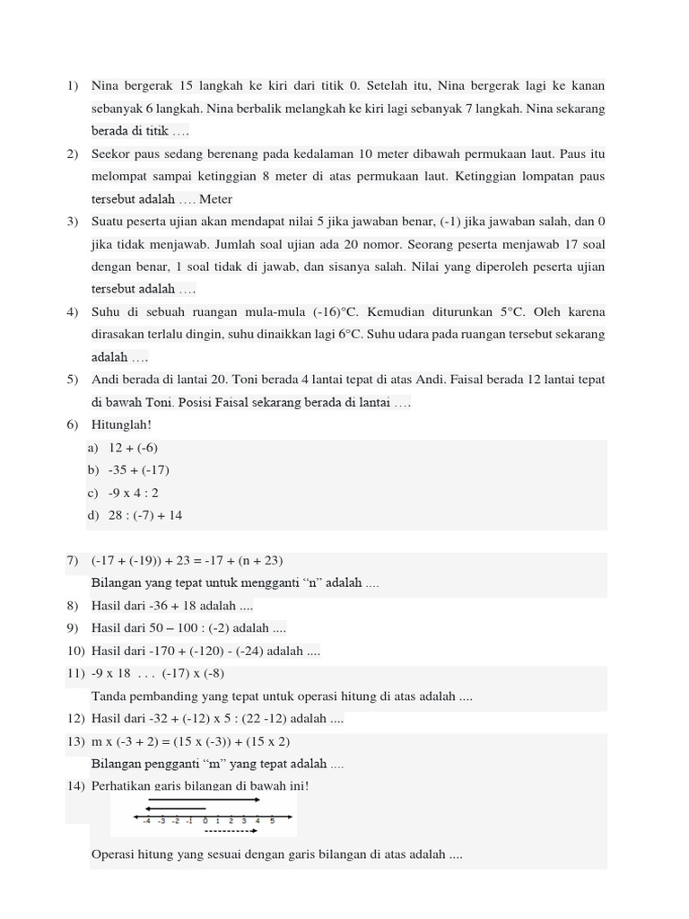 Latihan PTS Mat Kelas 6 | PDF