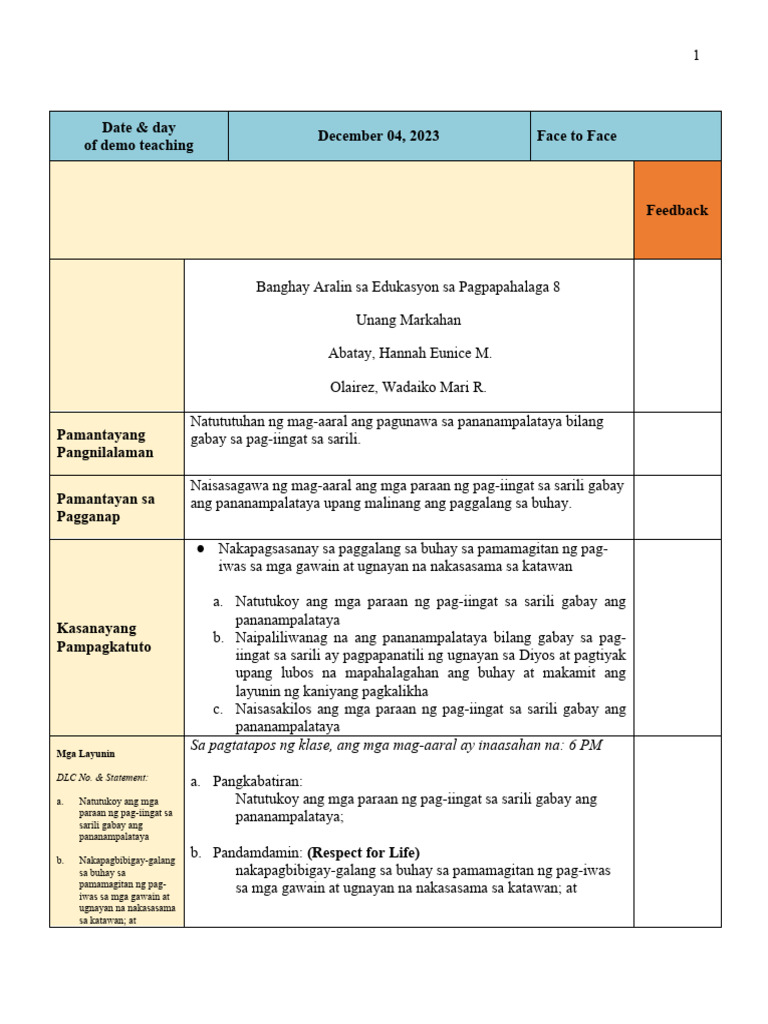 Final Lesson Plan | PDF