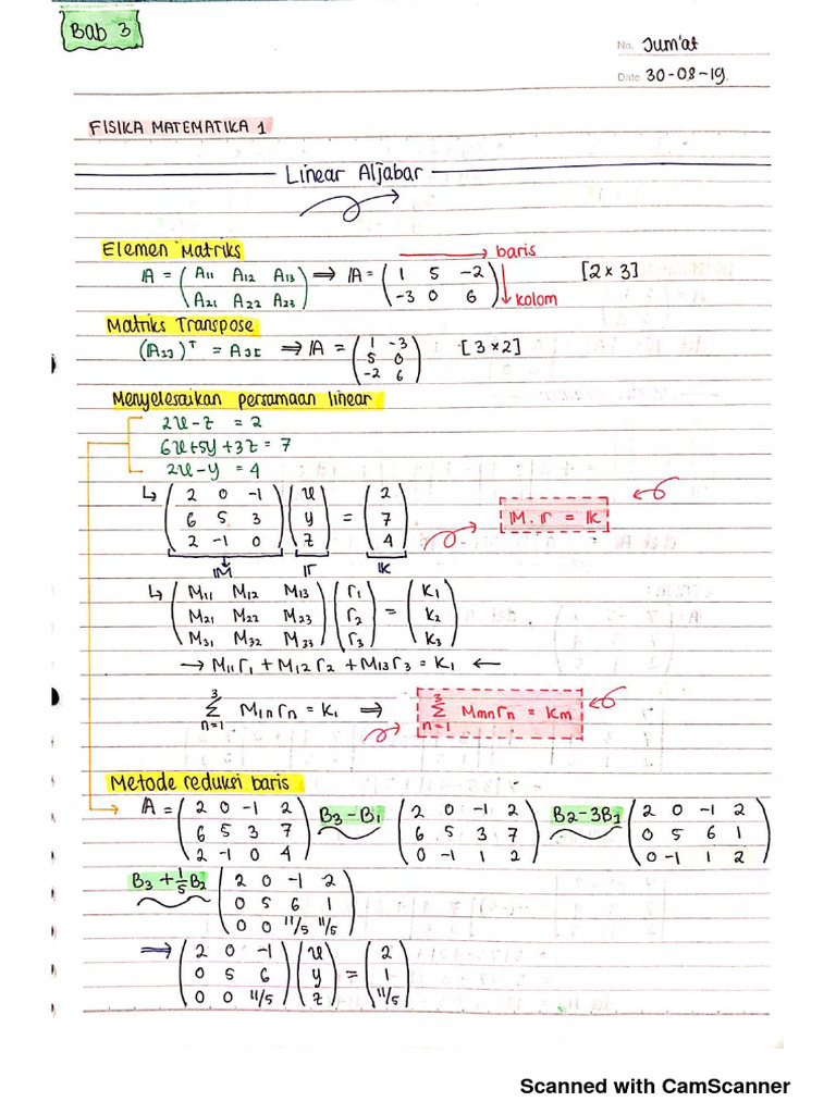 Catetan Fismat Aljabar Linear | PDF