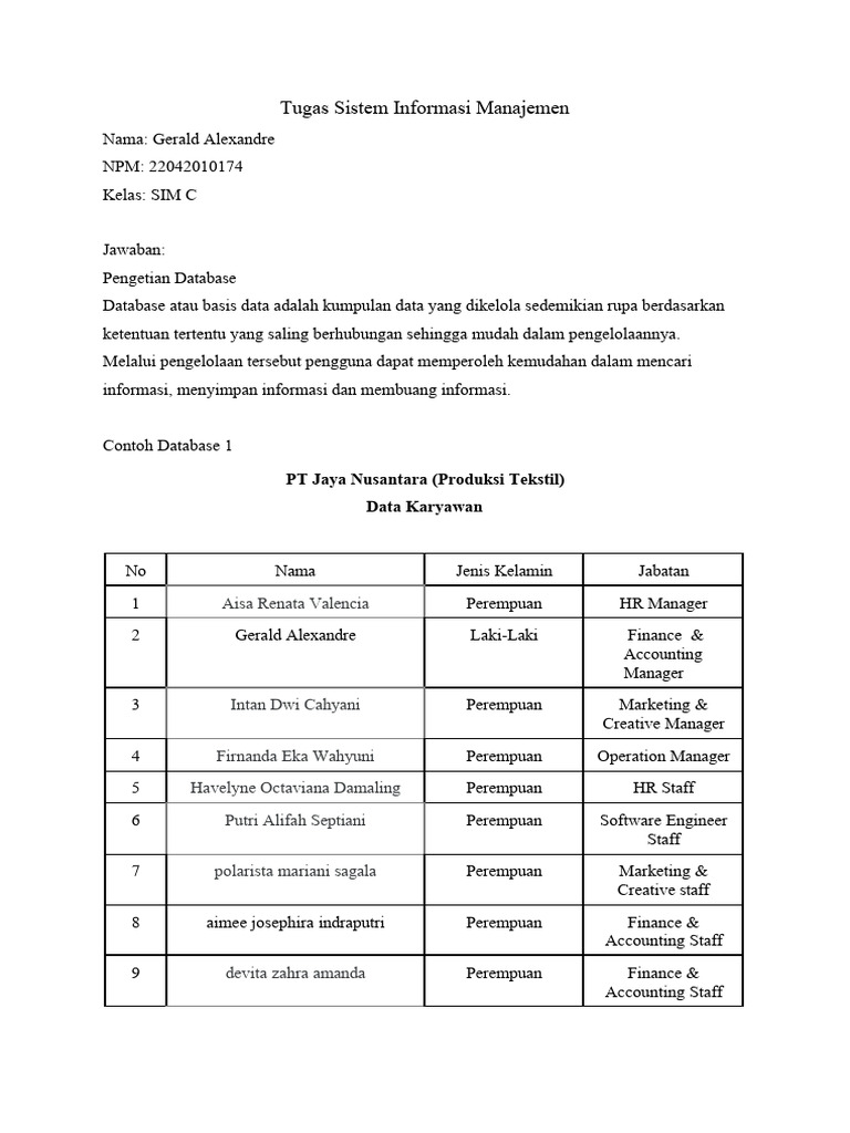 Tugas Database - Gerald Alexandre - 22042010174 - SIM C | PDF