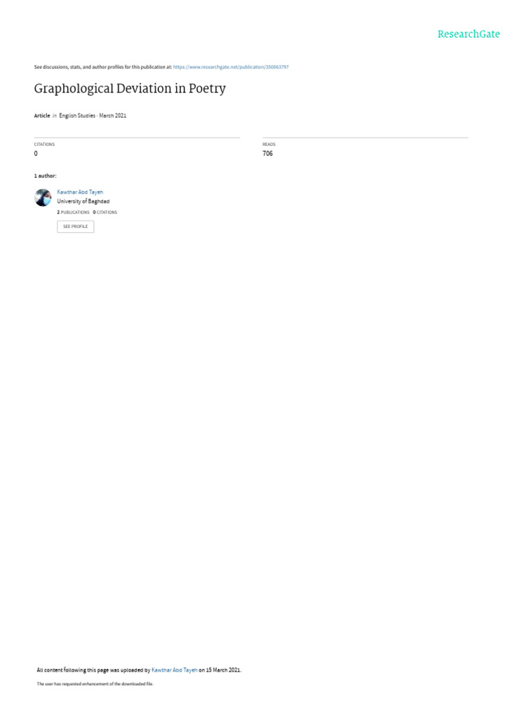 Poetry's Graphological Deviations | PDF | Language Arts & Discipline ...