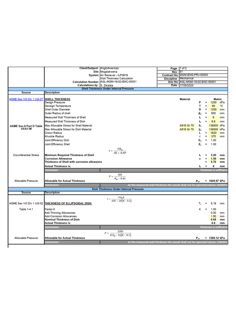 ASME BPVC VIII MinT Calculations | PDF | Materials | Industrial Processes ASME BPVC VIII MinT Calculations | PDF | Materials | Industrial Processes