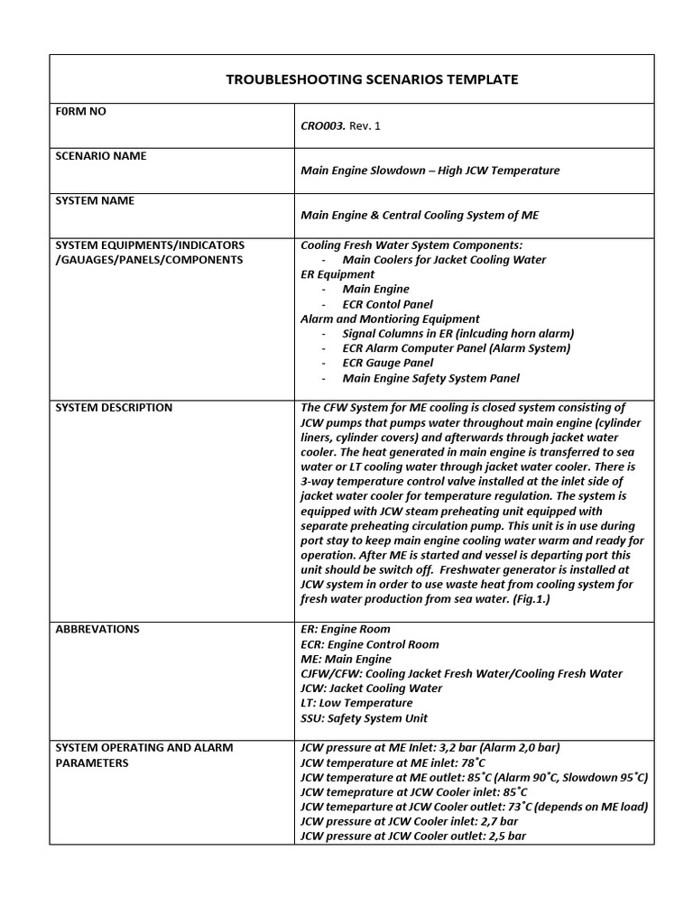 CRO003 Scenario-20231002 - Ver1 | PDF | Pump | Engines