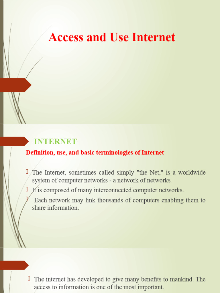 Access and Use Internet | Download Free PDF | World Wide Web | Internet ...