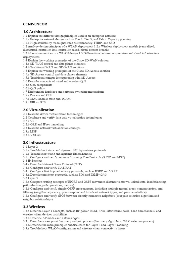 CCNP Encor Course Outline | PDF | Wireless Lan | Computer Network