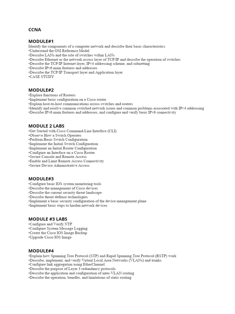 Ccna Course Outline | PDF | Computer Network | Network Switch